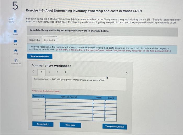 Solved Exercise 4-5 (Algo) Determining inventory ownership | Chegg.com