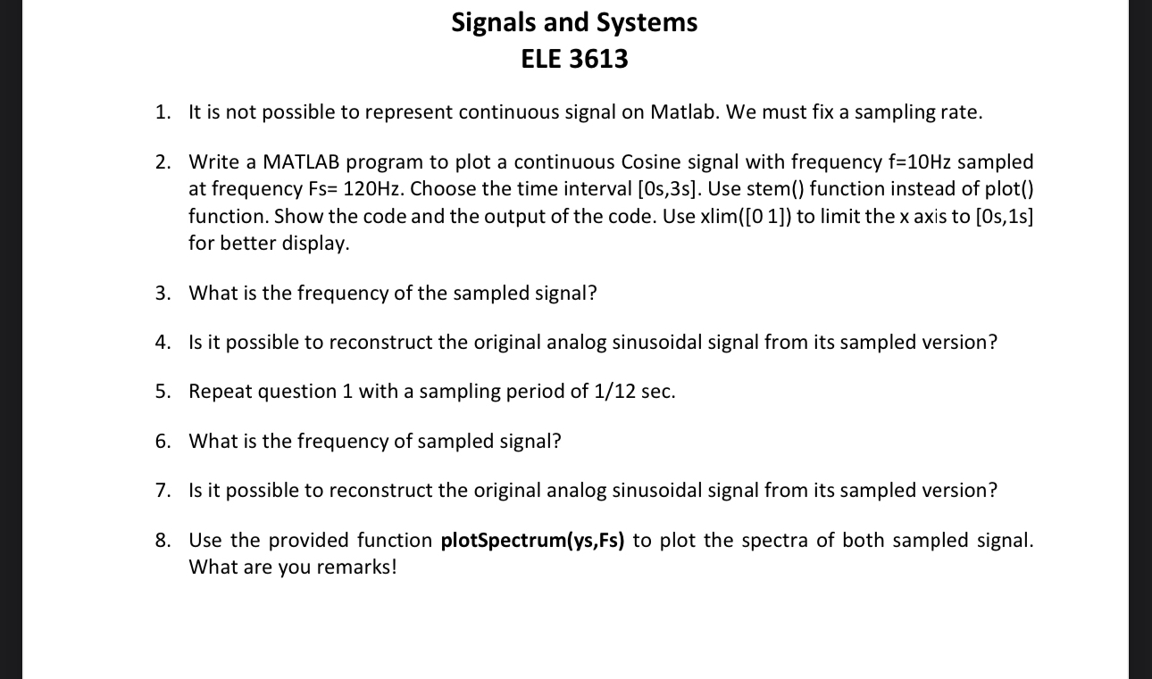 Solved I need Sampling and reconstruction lab report using | Chegg.com