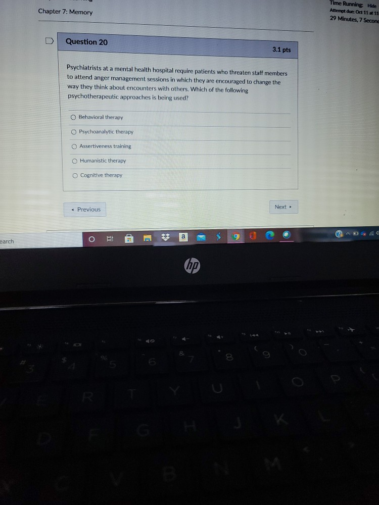 Solved Chapter 7: Memory Time Running Hide Attempt de: Oct | Chegg.com