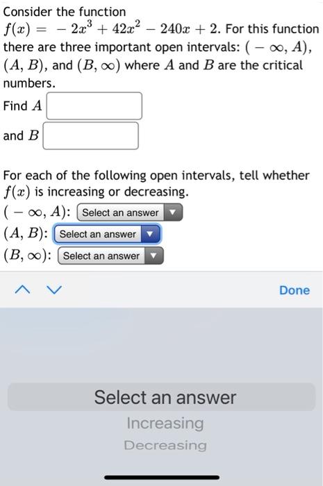 Solved Consider the function f(x) = – 2x3 + 42x2 – 240x + 2. | Chegg.com