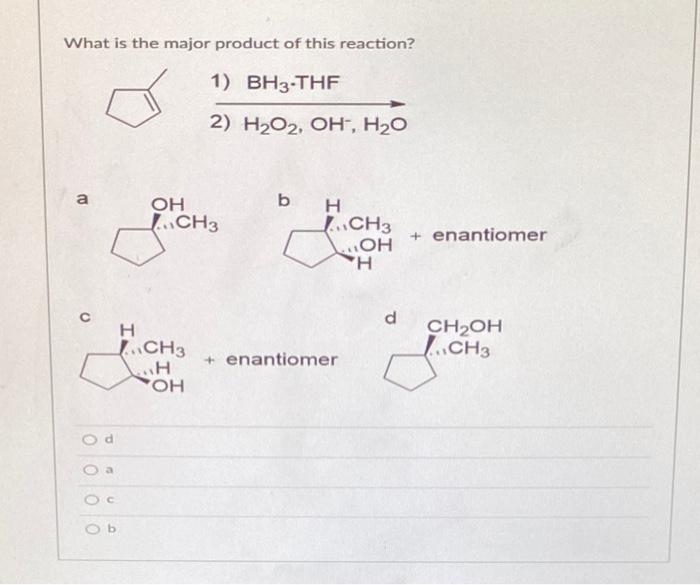 Solved What is the major product of this reaction? 1) | Chegg.com