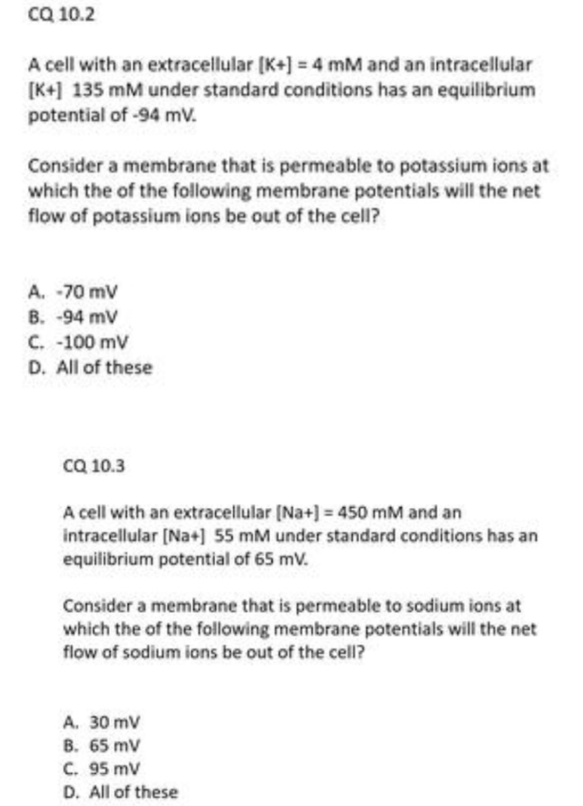 Solved CQ 10.2A cell with an extracellular | Chegg.com