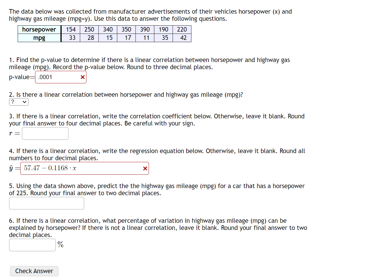 Solved Find the p-value to determine if there is a linear | Chegg.com