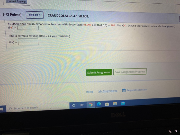 Solved Submit Answer [-12 Points] DETAILS CRAUDCOLALG5 | Chegg.com