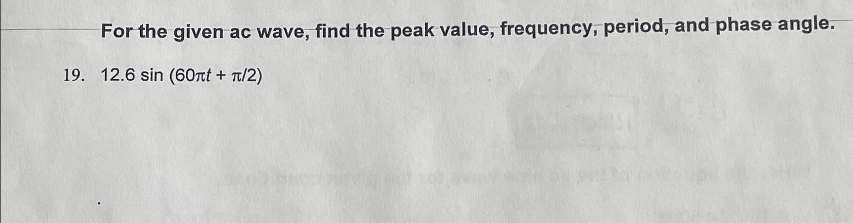 For the given ac wave, find the peak value, | Chegg.com