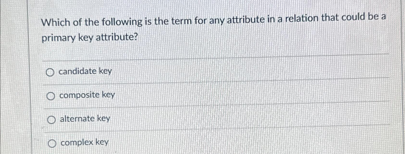 Solved Which of the following is the term for any attribute | Chegg.com