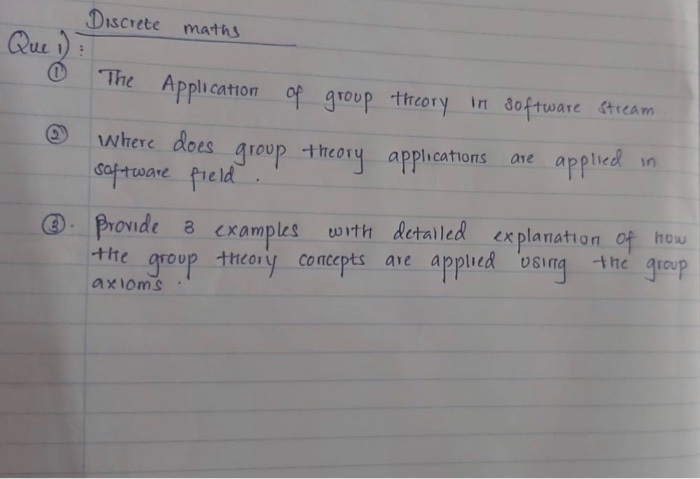 Solved Discrete maths Que 1) The Application of group theory | Chegg.com