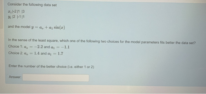 Solved Consider the following data set 2:1-21 13 y: 12 |-111 | Chegg.com