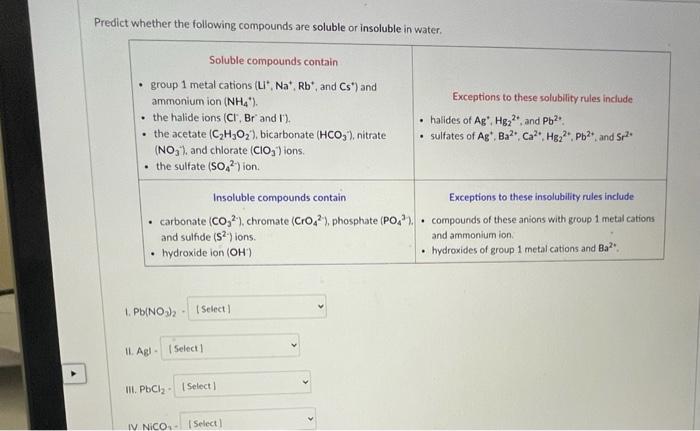 Solved Predict whether the following compounds are soluble | Chegg.com