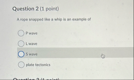 Solved Question 2 (1 ﻿point)A rope snapped like a whip is an | Chegg.com