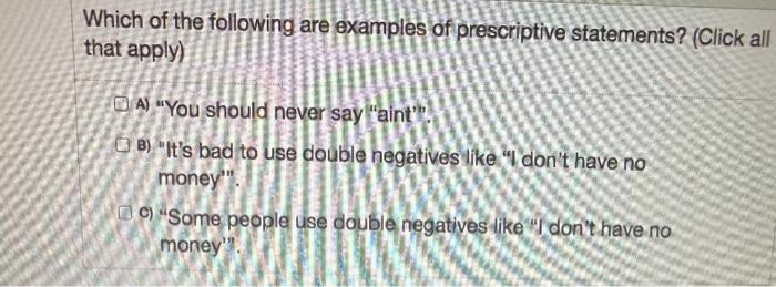 Solved Which of the following are examples of prescriptive | Chegg.com