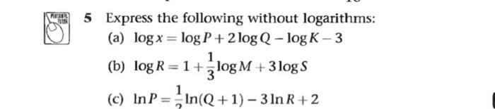 Solved PERSERAL THICK 5 Express the following without | Chegg.com