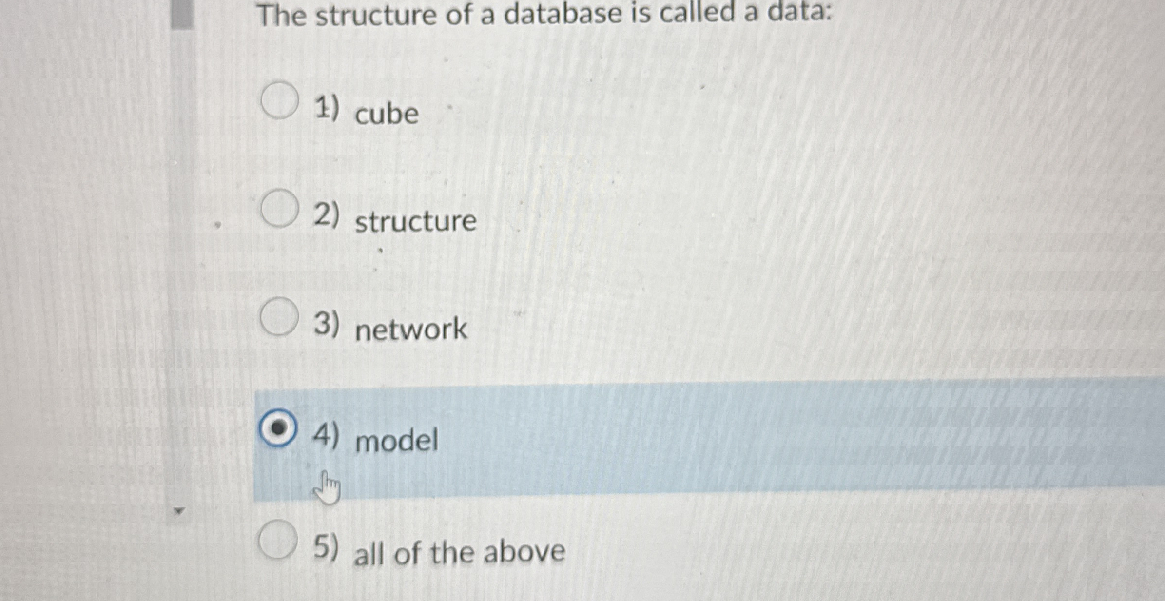 High Quality SOLUTION The structure of a database is called a | Chegg.com