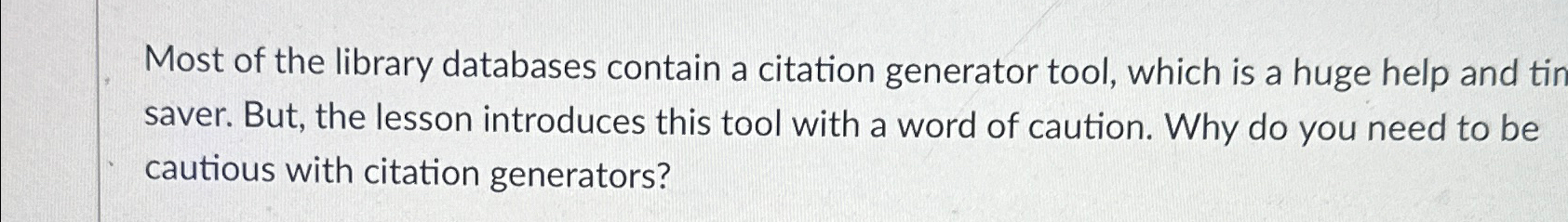 Solved Most of the library databases contain a citation | Chegg.com