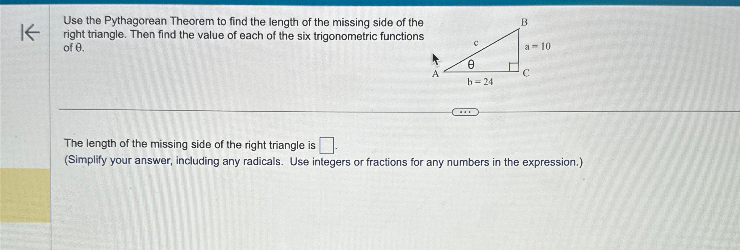 Solved Use the Pythagorean Theorem to find the length of the | Chegg.com