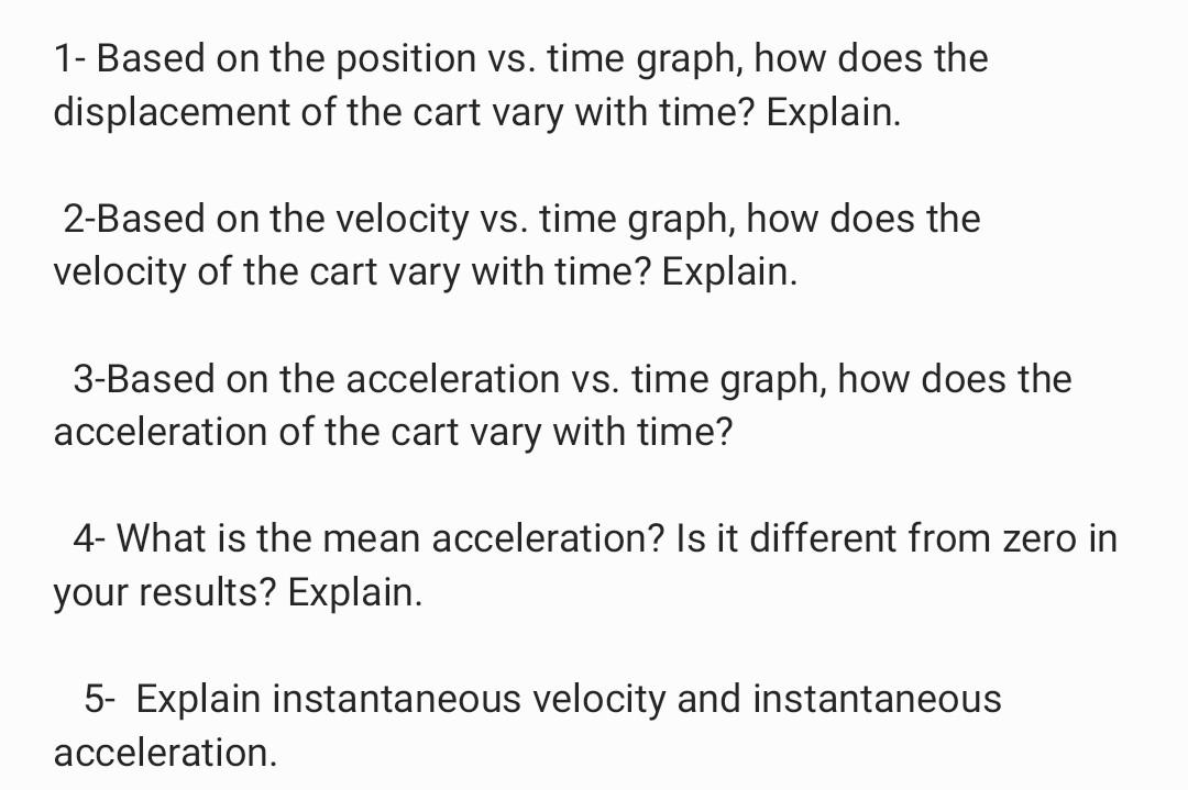 Solved 1- Based on the position vs. time graph, how does the | Chegg.com