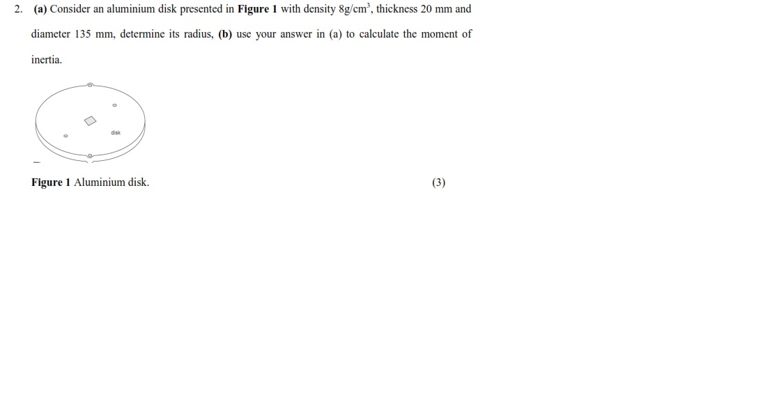 Solved (a) ﻿Consider an aluminium disk presented in Figure 1 | Chegg.com