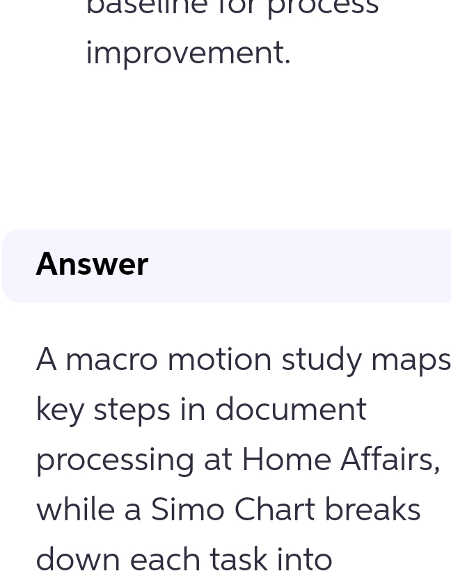 Solved improvement.AnswerA macro motion study maps key steps | Chegg.com