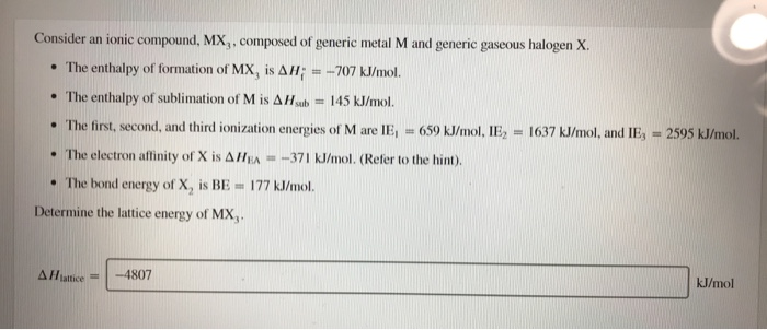 Solved Consider an ionic compound, MX, composed of generic | Chegg.com