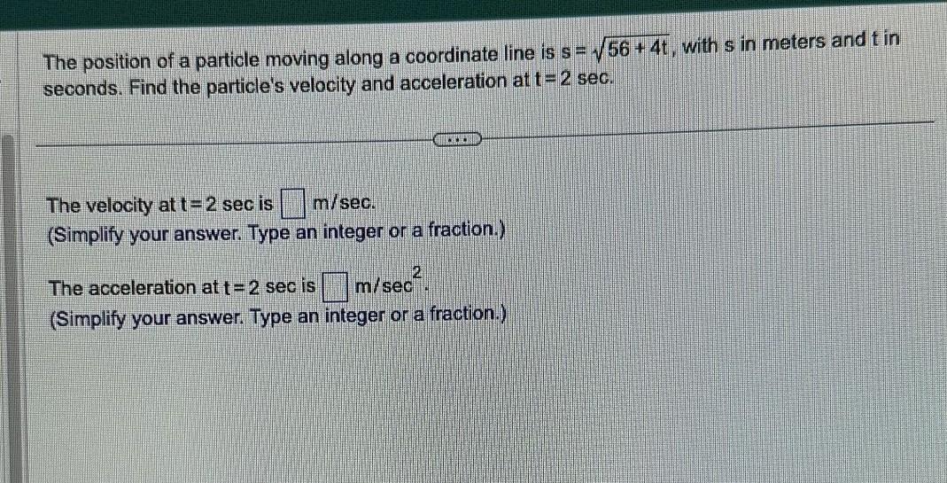 Solved The position of a particle moving along a coordinate | Chegg.com
