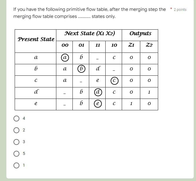 Solved If you have the following primitive flow table, after | Chegg.com
