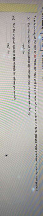 Solved J. LL PUNIJ A car is moving at the rate of 40 miles | Chegg.com