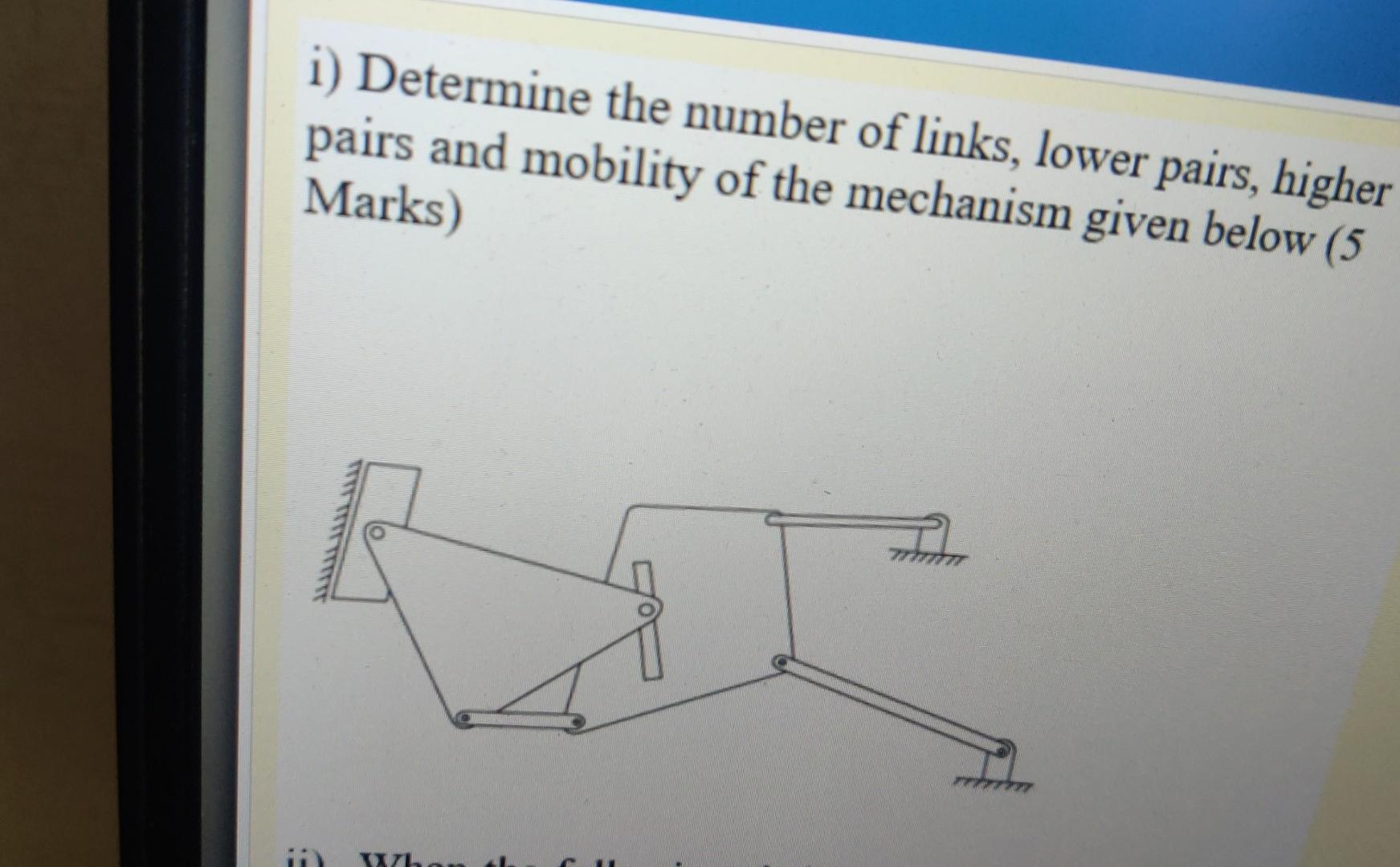 Solved i) Determine the number of links, lower pairs, higher | Chegg.com