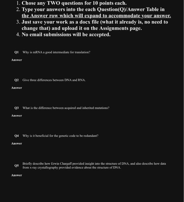 Solved 1. Chose any TWO questions for 10 points each. 2. | Chegg.com