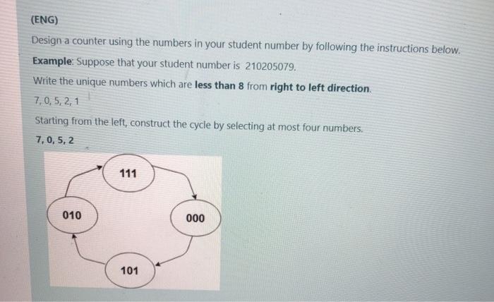 (ENG) Design a counter using the numbers in your | Chegg.com