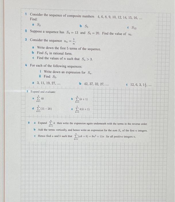 Solved 1 Consider the sequence of composite numbers | Chegg.com