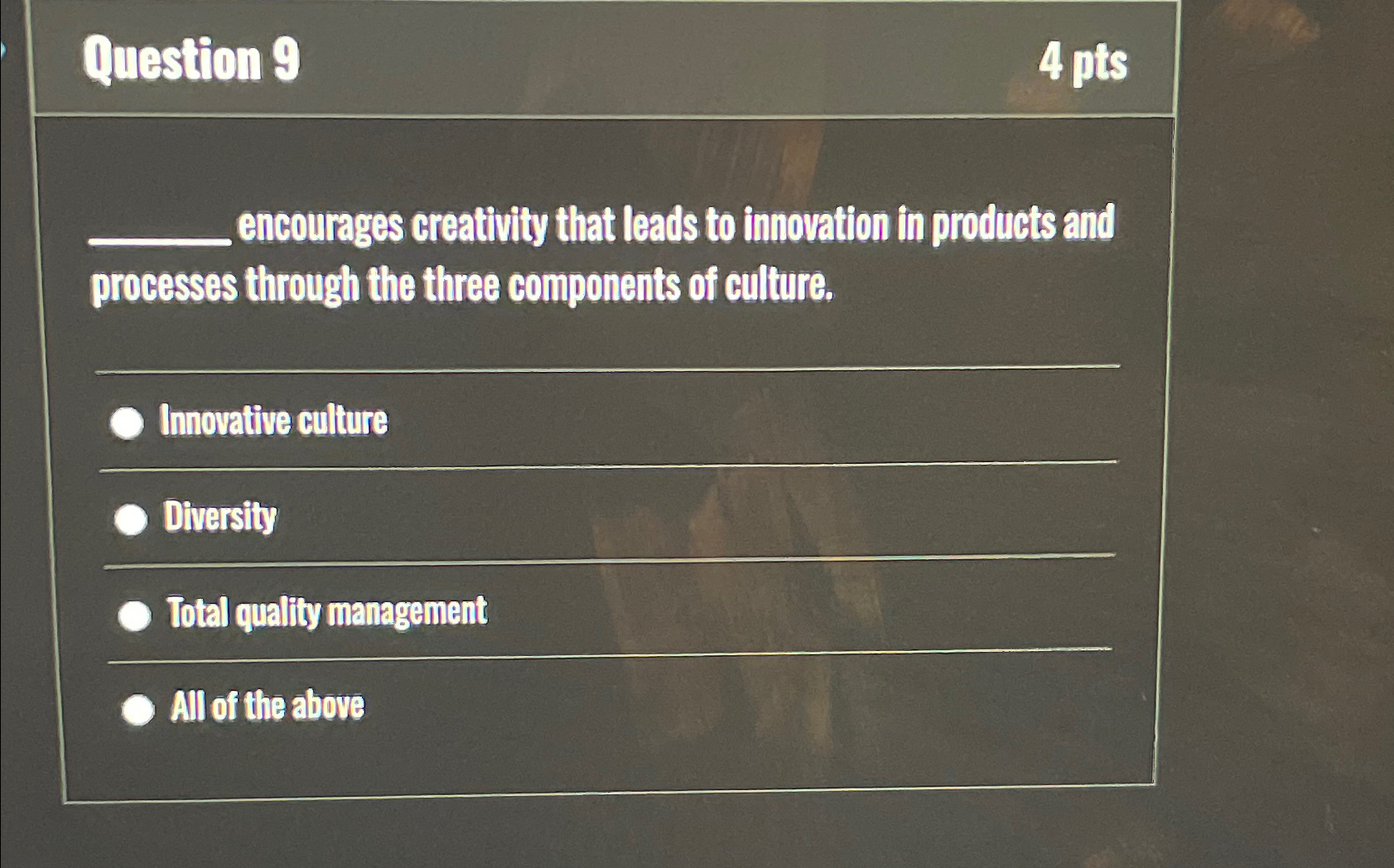 Solved Question 94 ﻿ptsencourages creativity that leads to | Chegg.com