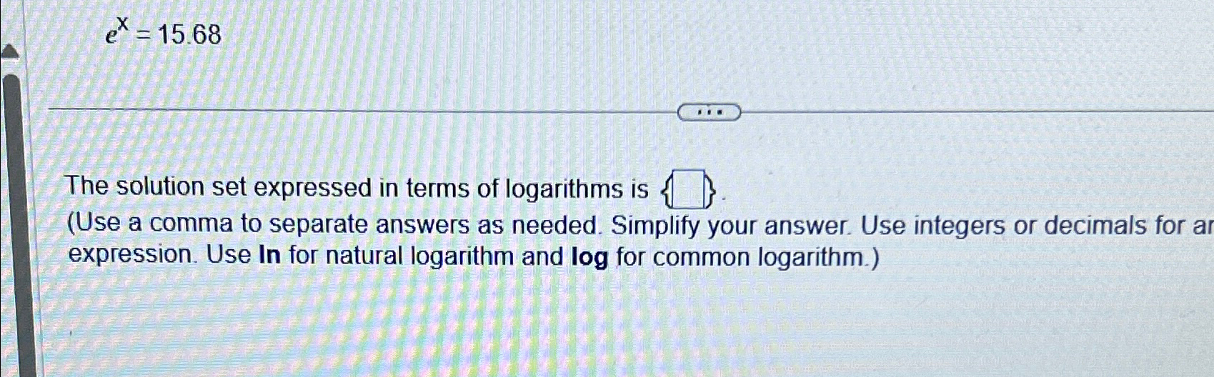 Solved ex=15.68The solution set expressed in terms of | Chegg.com