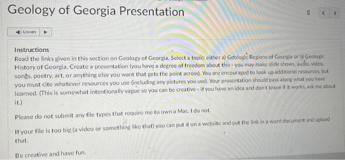 Solved Geology of Georgia Presentation Instructions Read the | Chegg.com