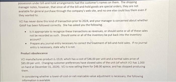 Solved GAAP Research Case - Inventory VCl Interiors, Inc. | Chegg.com