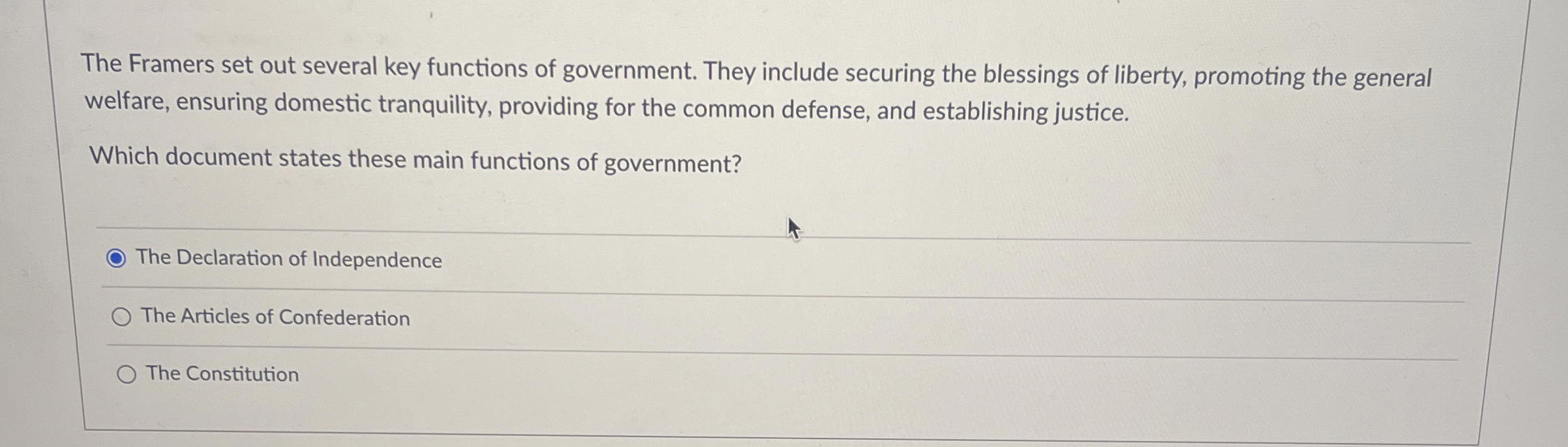 Solved The Framers set out several key functions of | Chegg.com