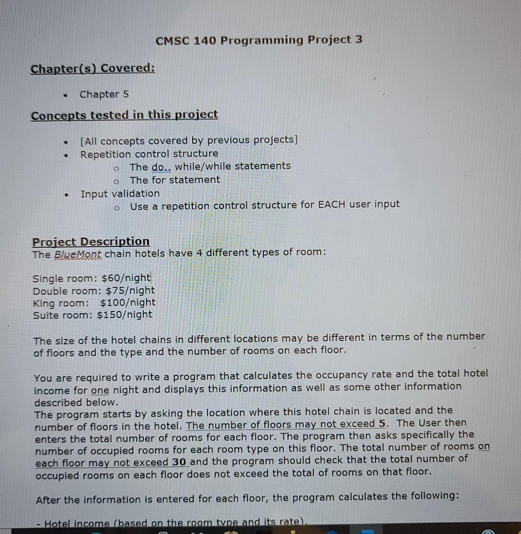 Solved CMSC 140 Programming Project 3 Chapter(s) Covered: | Chegg.com