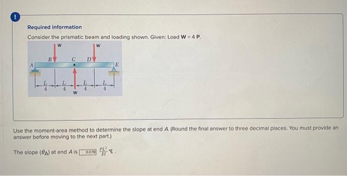 Solved Required information Consider the prismatic beam and | Chegg.com