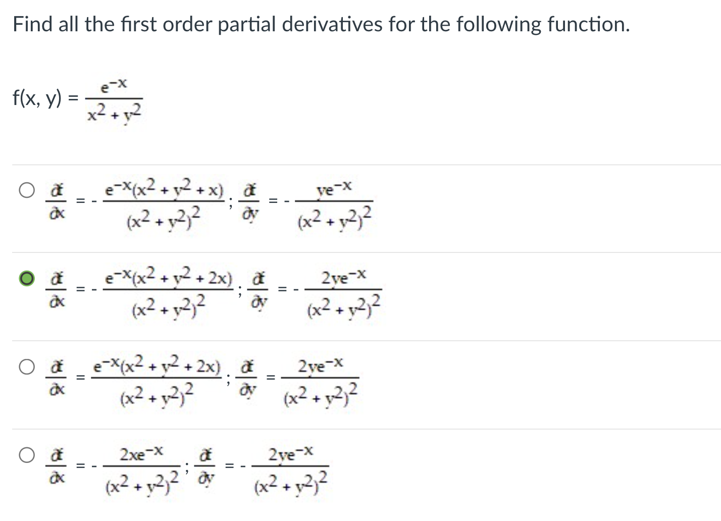 Solved Find all the first order partial derivatives for the | Chegg.com