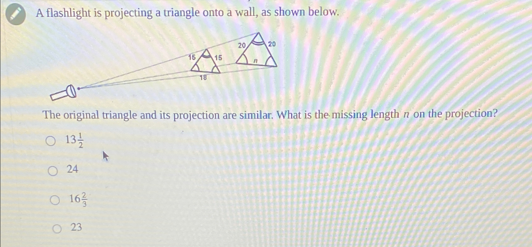 Solved A flashlight is projecting a triangle onto a wall, as | Chegg.com