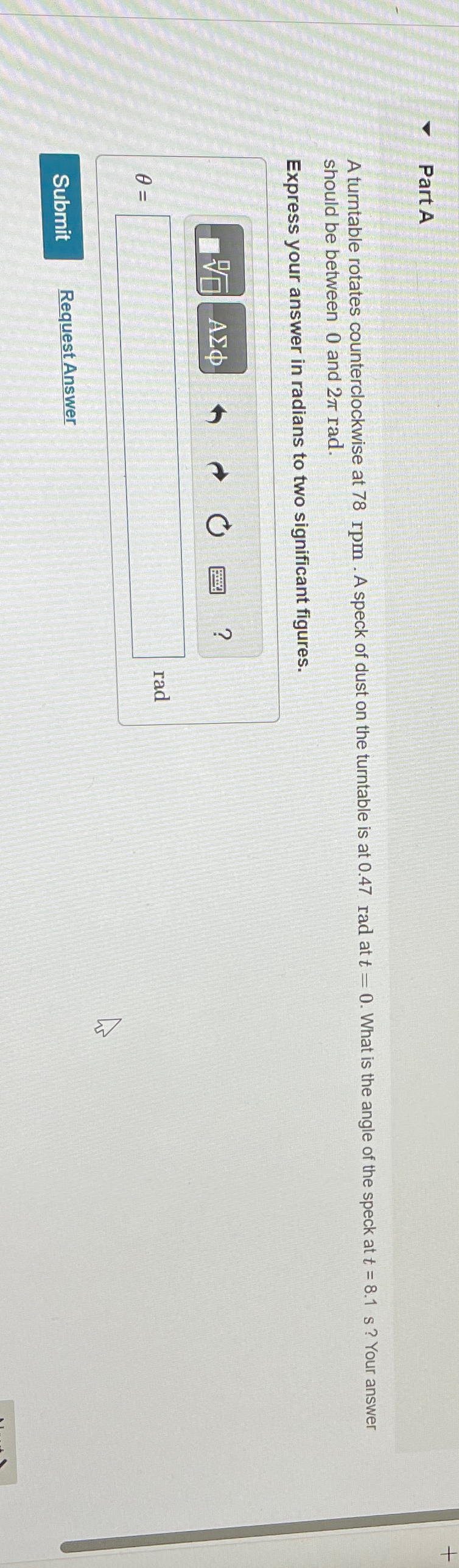 Solved Part A Na Turntable Rotates Counterclockwise At