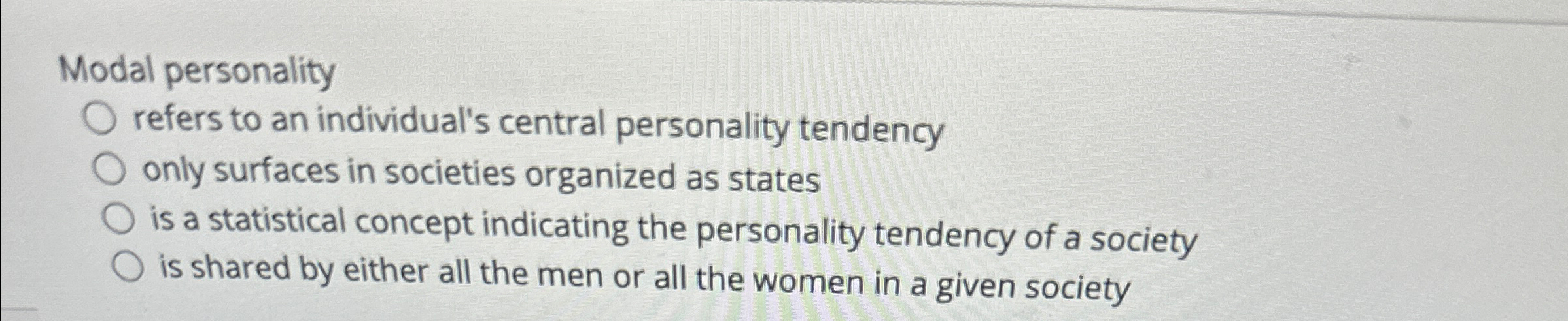 Solved Modal personalityrefers to an individual's central | Chegg.com