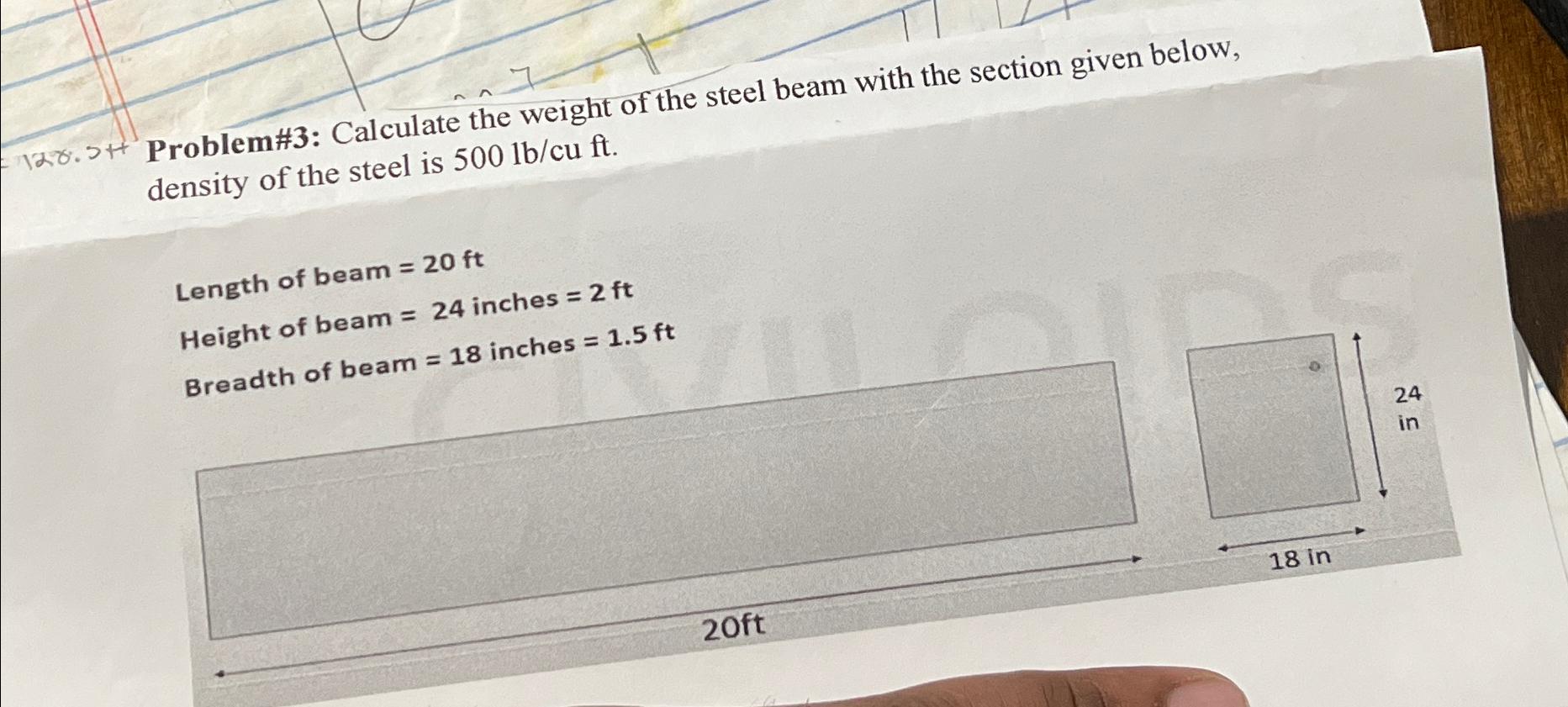 Solved Problem#3: Calculate the weight of the steel beam | Chegg.com