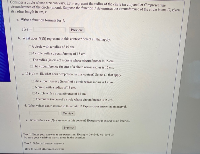 Solved Consider a circle whose size can vary. Let r | Chegg.com