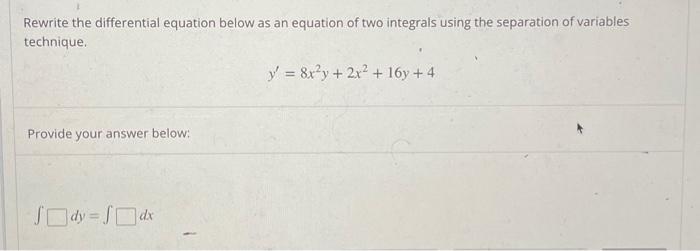 Solved Rewrite the differential equation below as an | Chegg.com