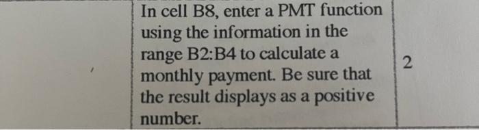 In cell B8, enter a PMT function using the | Chegg.com