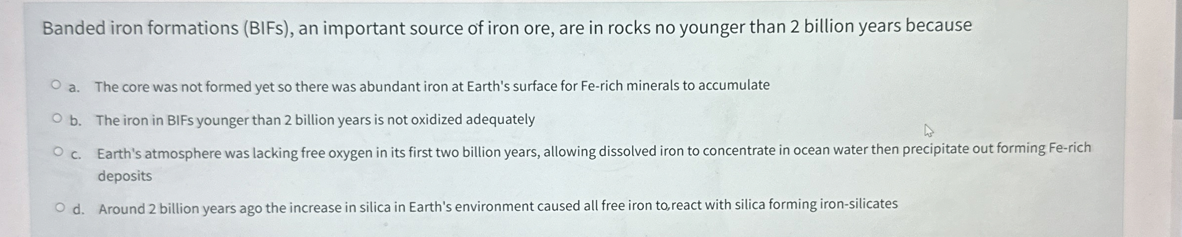 Solved Banded iron formations (BIFs), ﻿an important source | Chegg.com