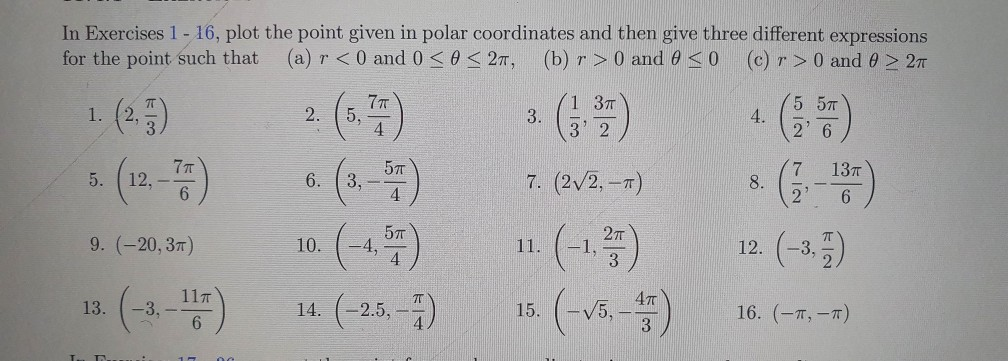 Solved In Exercises 1 - 16, plot the point given in polar | Chegg.com
