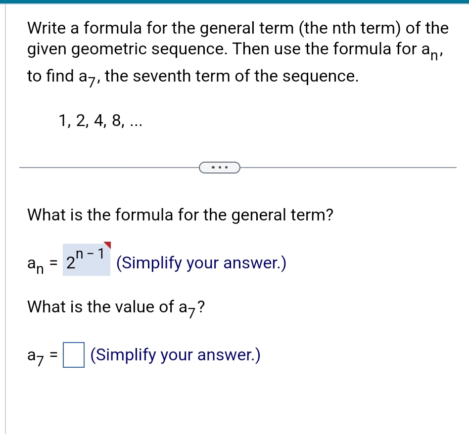 Write a formula for the general term (the nth term) | Chegg.com