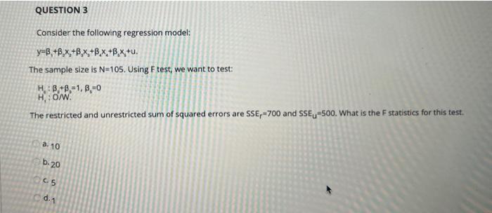 Solved Consider the following regression model: | Chegg.com