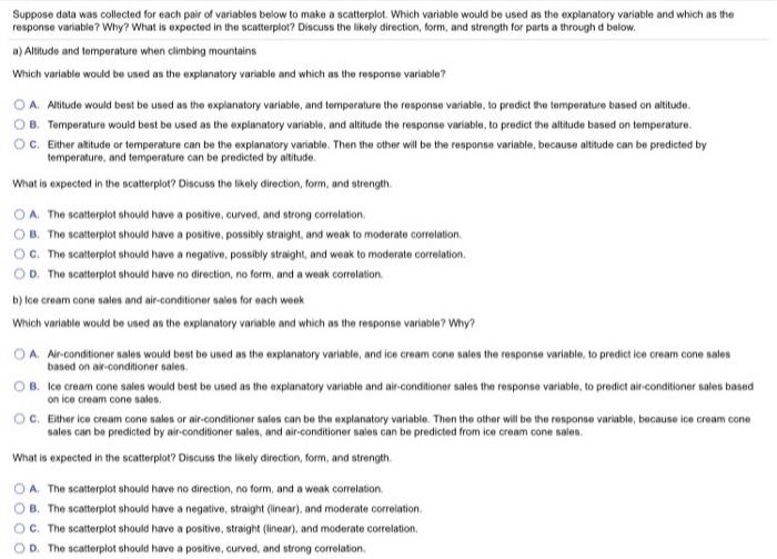 Solved Suppose data was collected for each pair of variables | Chegg.com